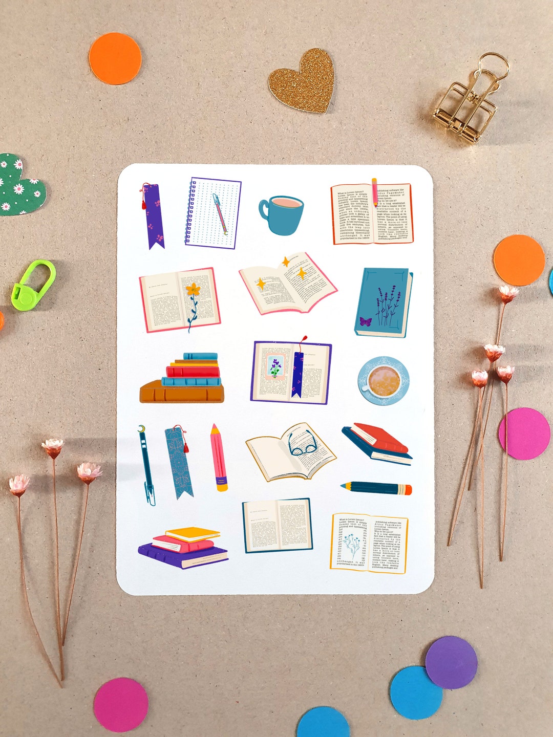 Coffee and Books Sticker Sheet for Book Lovers - Etsy