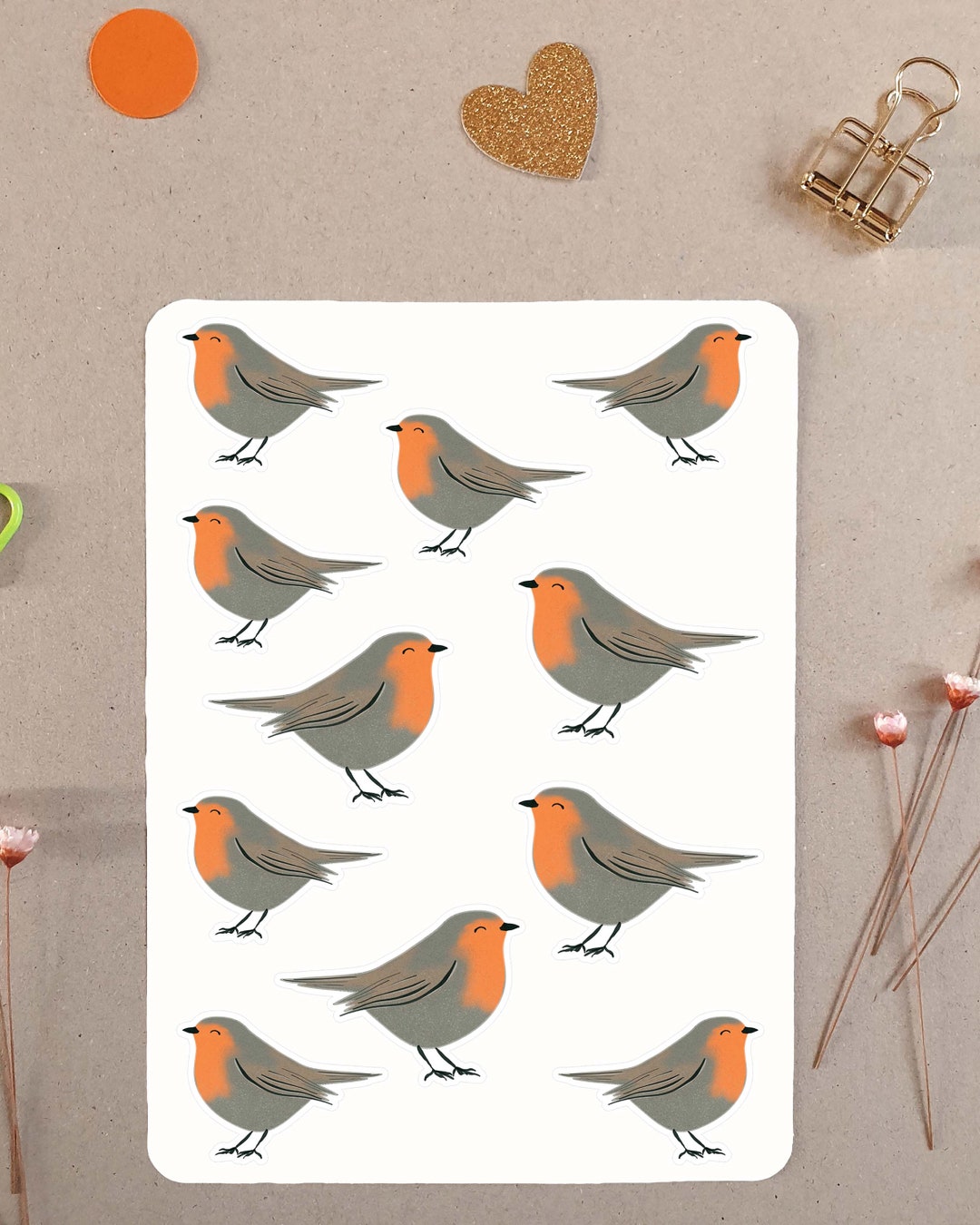 Robin Bird Sticker Sheet Christmas Robin Festive Envelope - Etsy