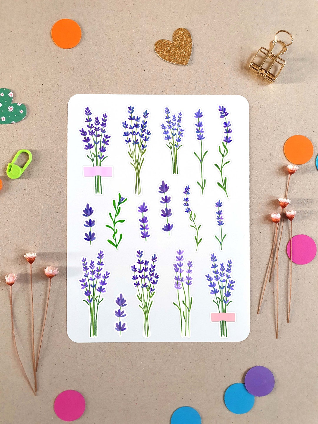 Lavender Sticker Sheet, Bullet Journal Stickers With Lavander - Etsy