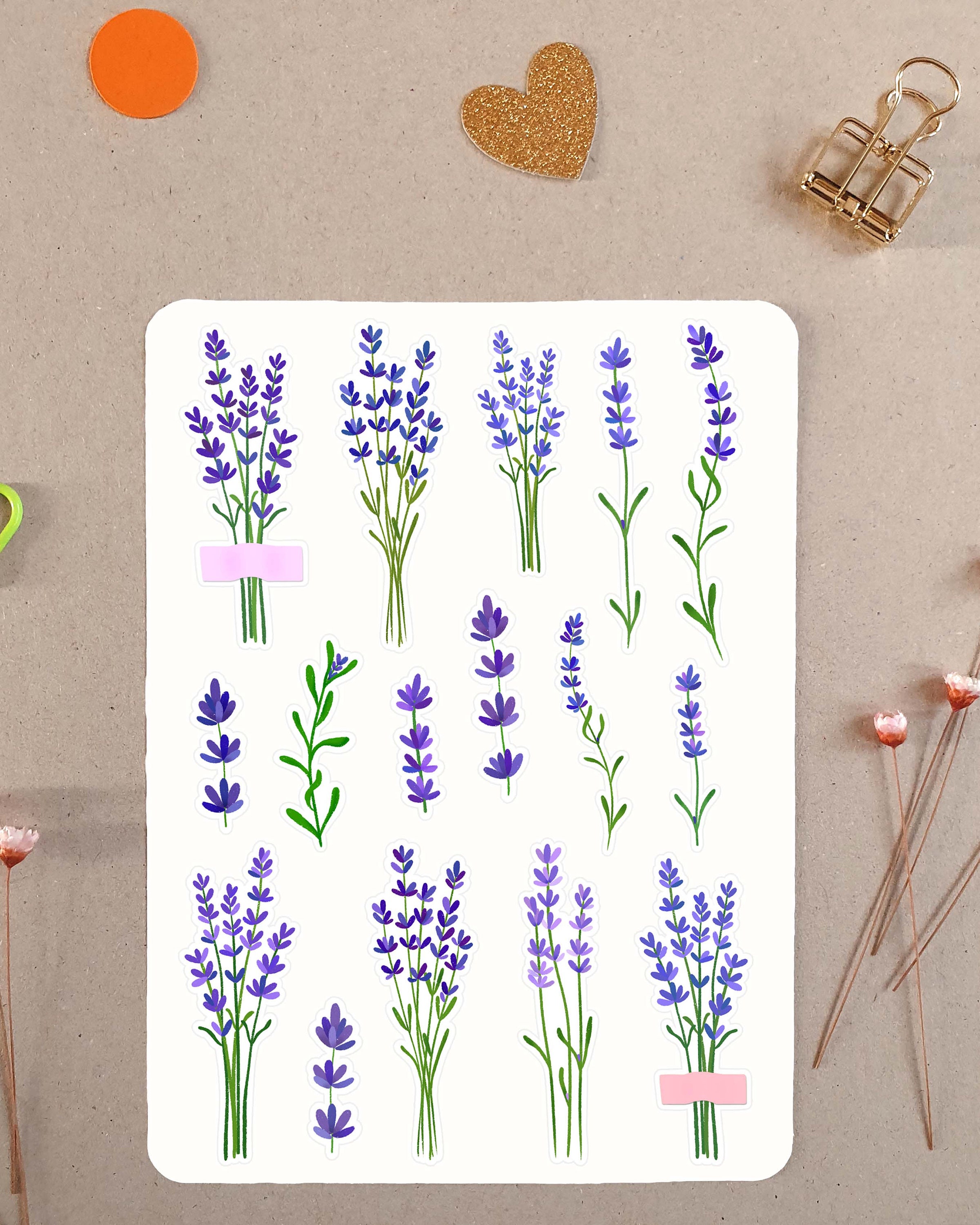 Lavender Sticker Sheet Bullet Journal Stickers With Lavander - Etsy