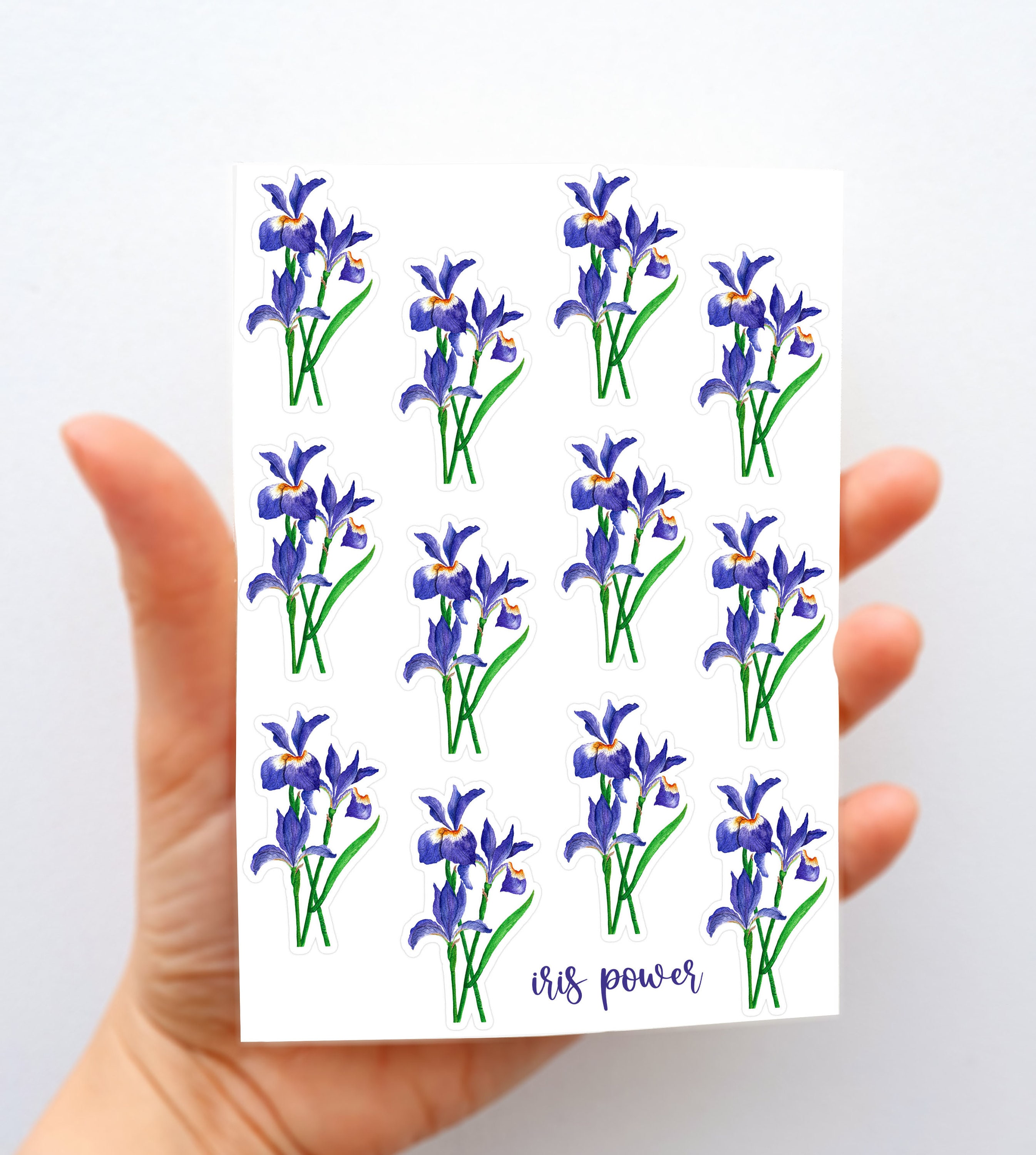 Iris Flower Sticker Sheet, Purple Wedding Envelope Stickers, Botanical ...