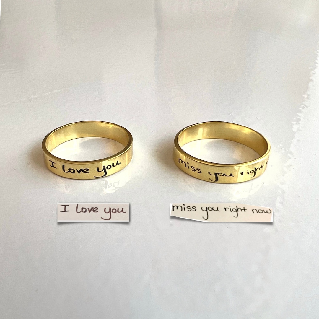 Memorial Handwriting Ring, Personalized Eternity Ring, Custom Stacking ...