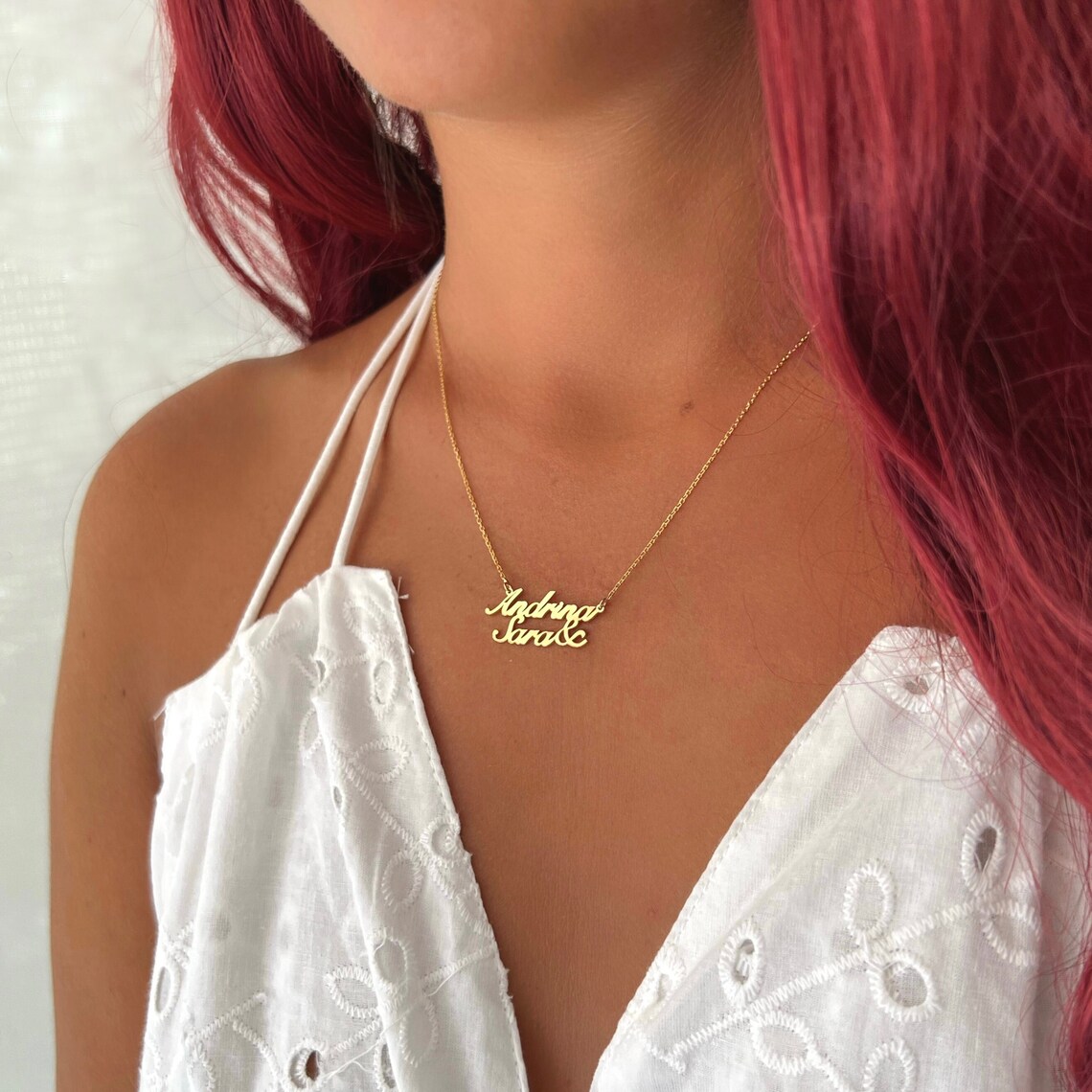 Two Name Necklace Double Name Necklace Personalized Jewelry - Etsy