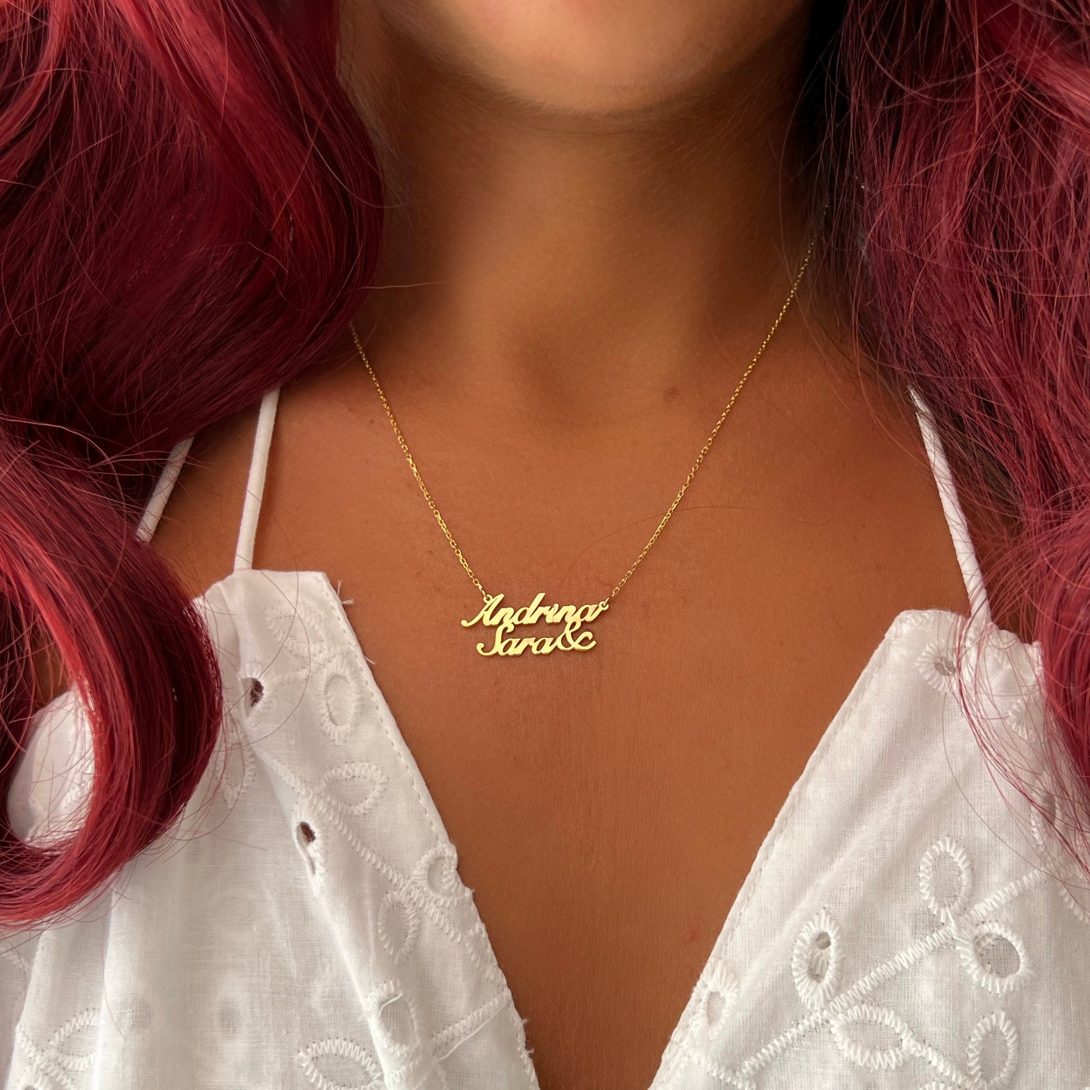 Two Name Necklace Double Name Necklace Personalized Jewelry - Etsy