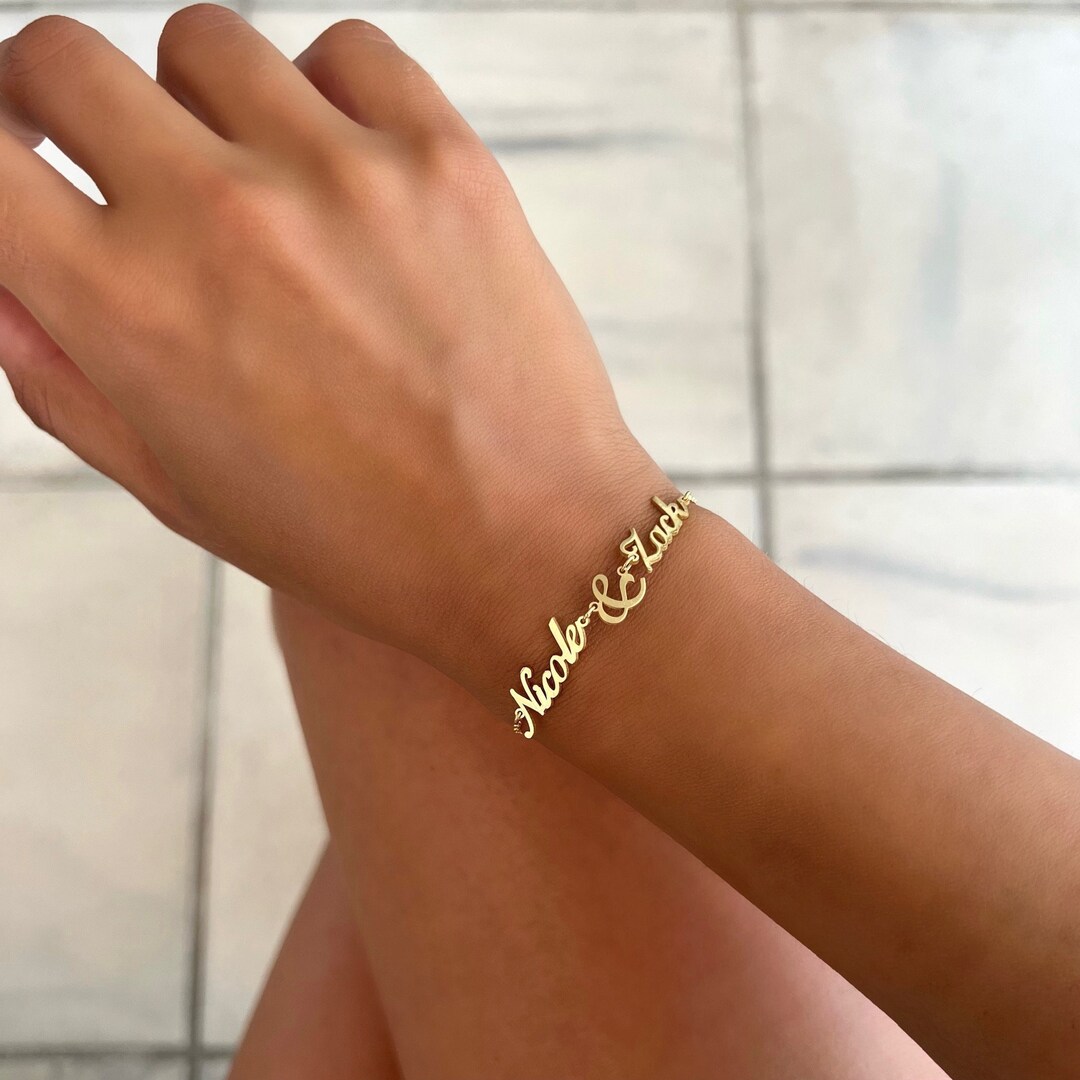 Double Name Bracelet, Anklet, Personalized Your Name, Custom Dainty ...