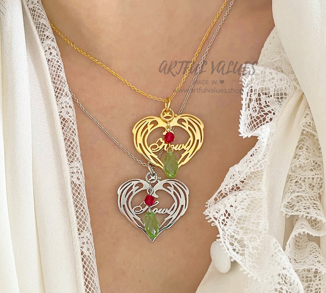 Monogram Name Birthstone Necklace Personalized Name Necklace - Etsy