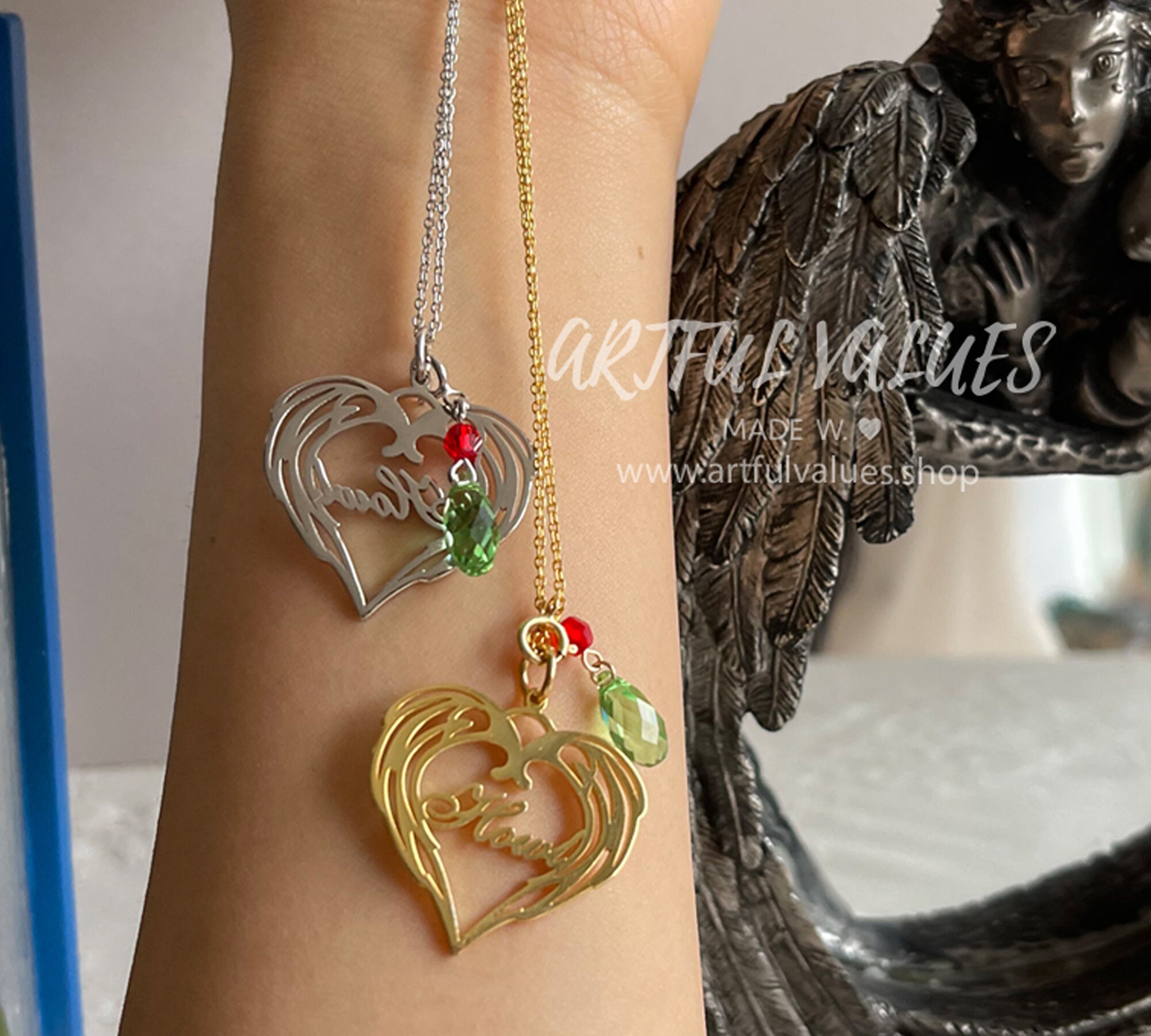 Monogram Name Birthstone Necklace Personalized Name Necklace - Etsy