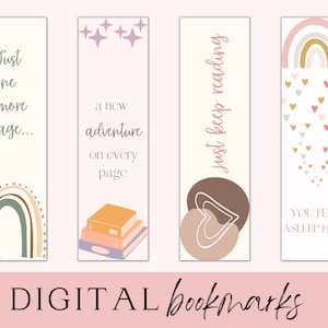 Boho Printable Bookmarks | Digital Bookmarks | Bookmarks for Adults ...