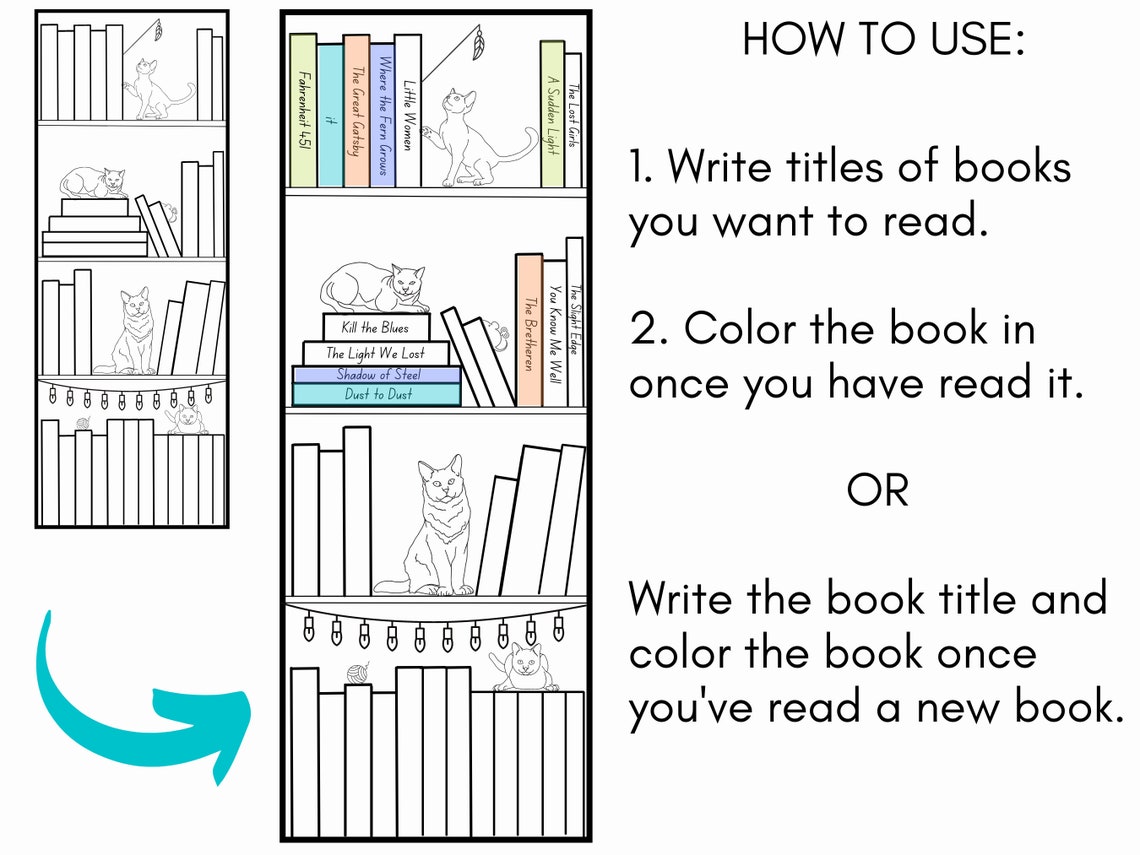 Cat Printable Book Tracker Bookmark | Digital Bookmarks | Cat Bookmarks ...