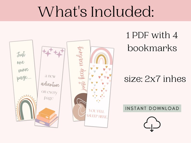 Boho Printable Bookmarks | Digital Bookmarks | Bookmarks for Adults ...
