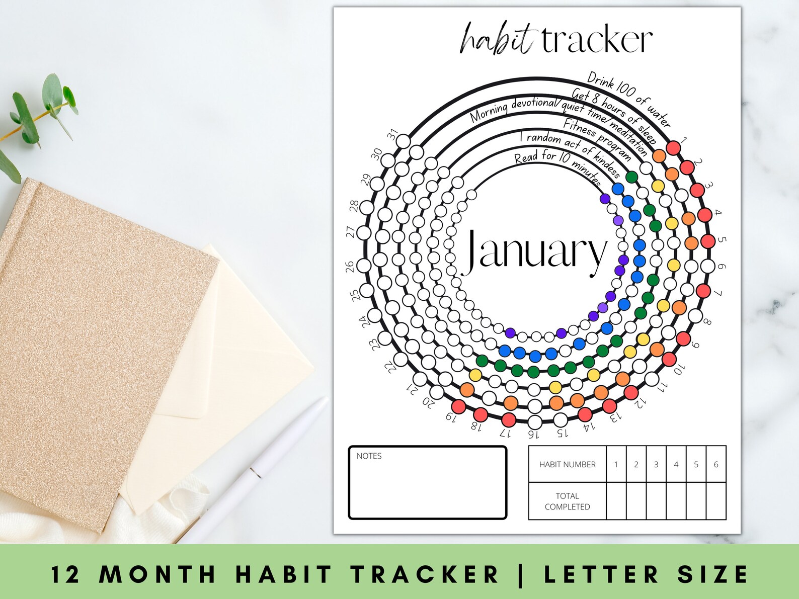 Monthly Habit Tracker Printable PDF | Habit Tracker Journal | Habit ...