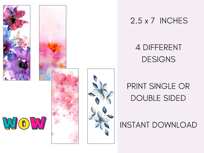 Watercolor Floral Printable Bookmarks | Digital Bookmarks | Bookmarks ...