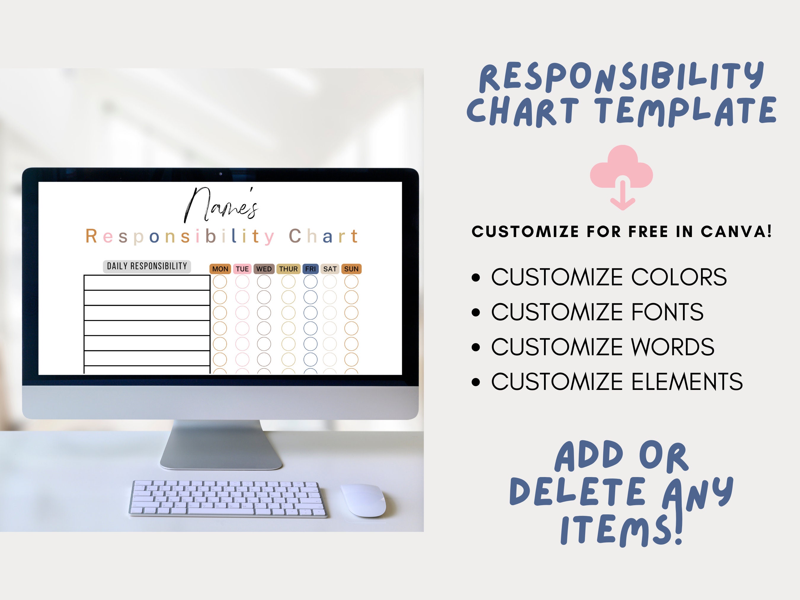Kids Responsibility Chart | Chore Chart Printable | Family Chore Chart ...