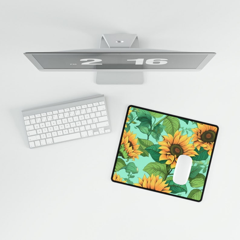 Mint Green and Sunflowers Desk Mats, Desk Pad, Desk Protector ...
