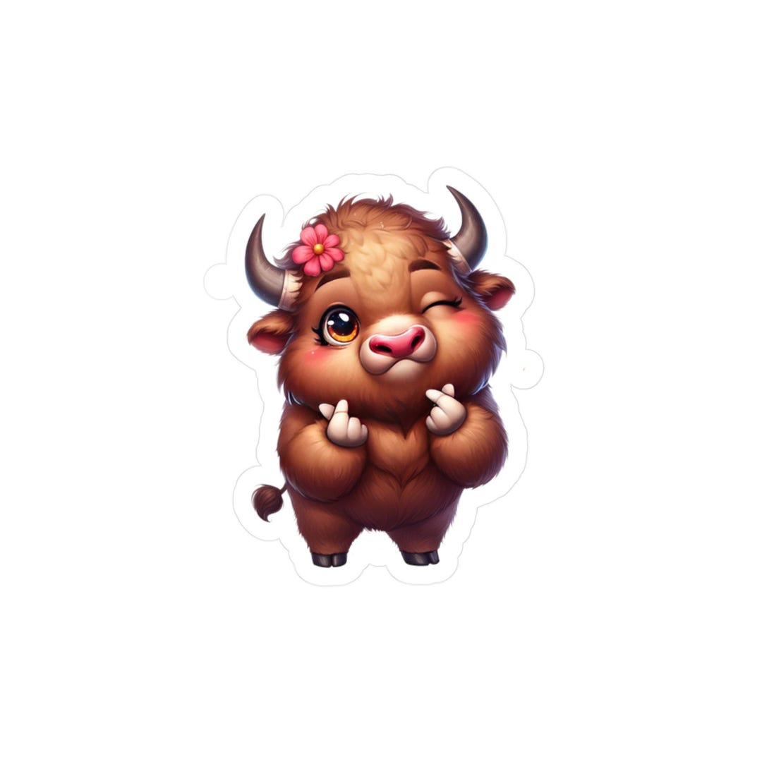 Cute Buffalo Kiss-cut Vinyl Decals, Adorable Stickers for Laptops ...