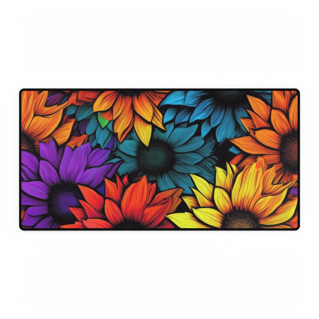 Rainbow Sunflowers Desk Mats, Desk Pad, Desk Protector, Workspace ...