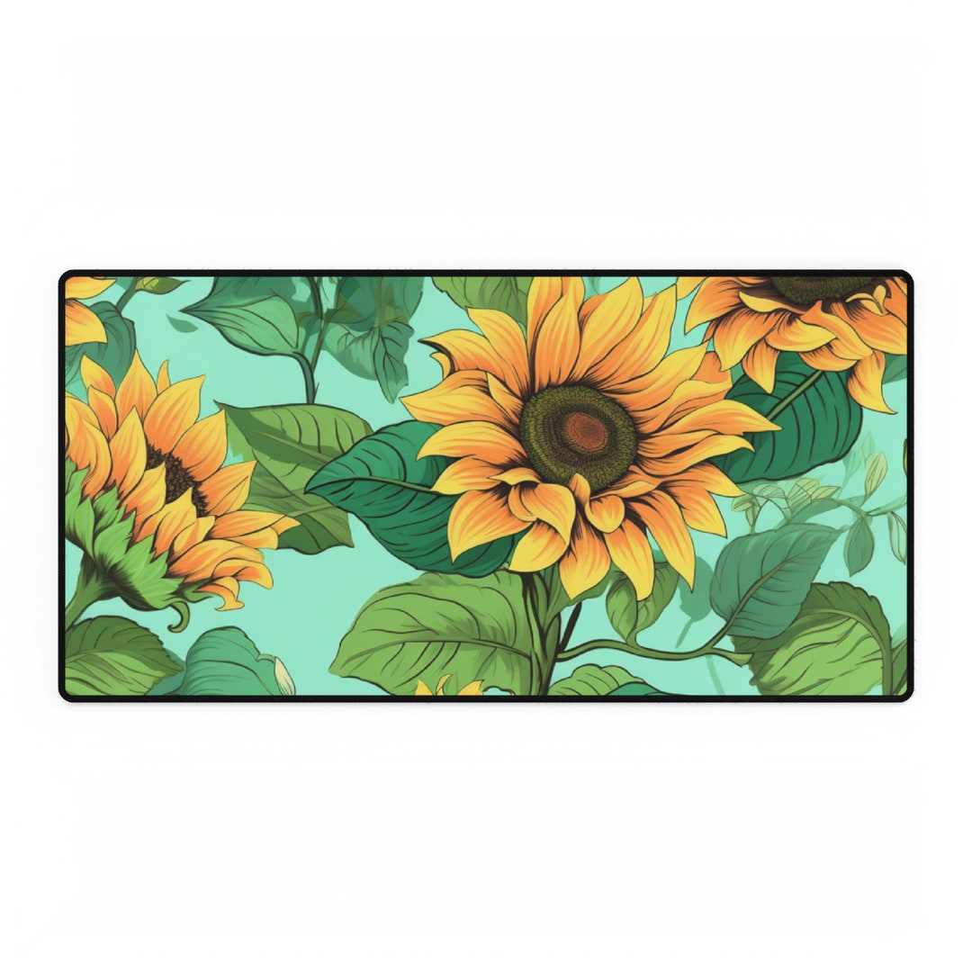 Mint Green and Sunflowers Desk Mats, Desk Pad, Desk Protector ...