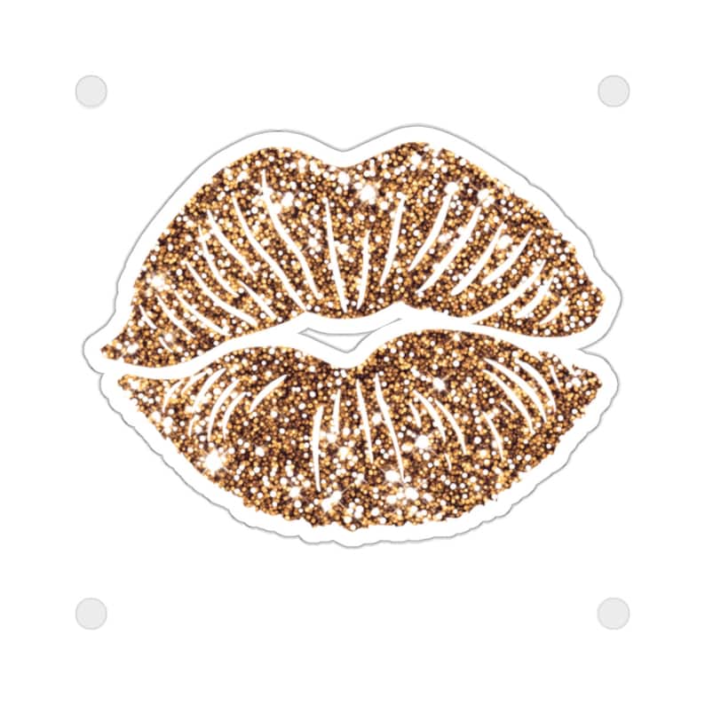 Gold Glitter Lips With Love You Design Kiss-cut Stickers - Etsy