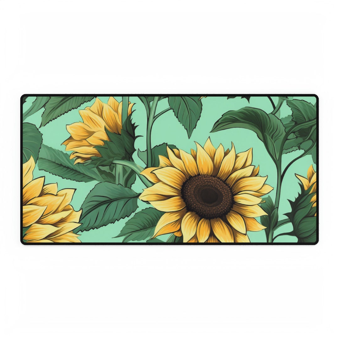 Mint Green and Sunflowers Desk Mats, Desk Pad, Desk Protector ...