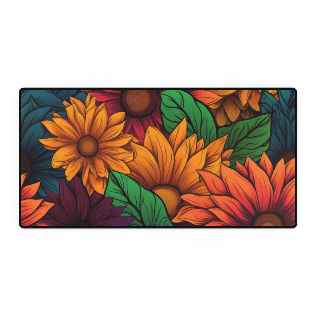 Rainbow Sunflowers Desk Mats, Desk Pad, Desk Protector, Workspace ...