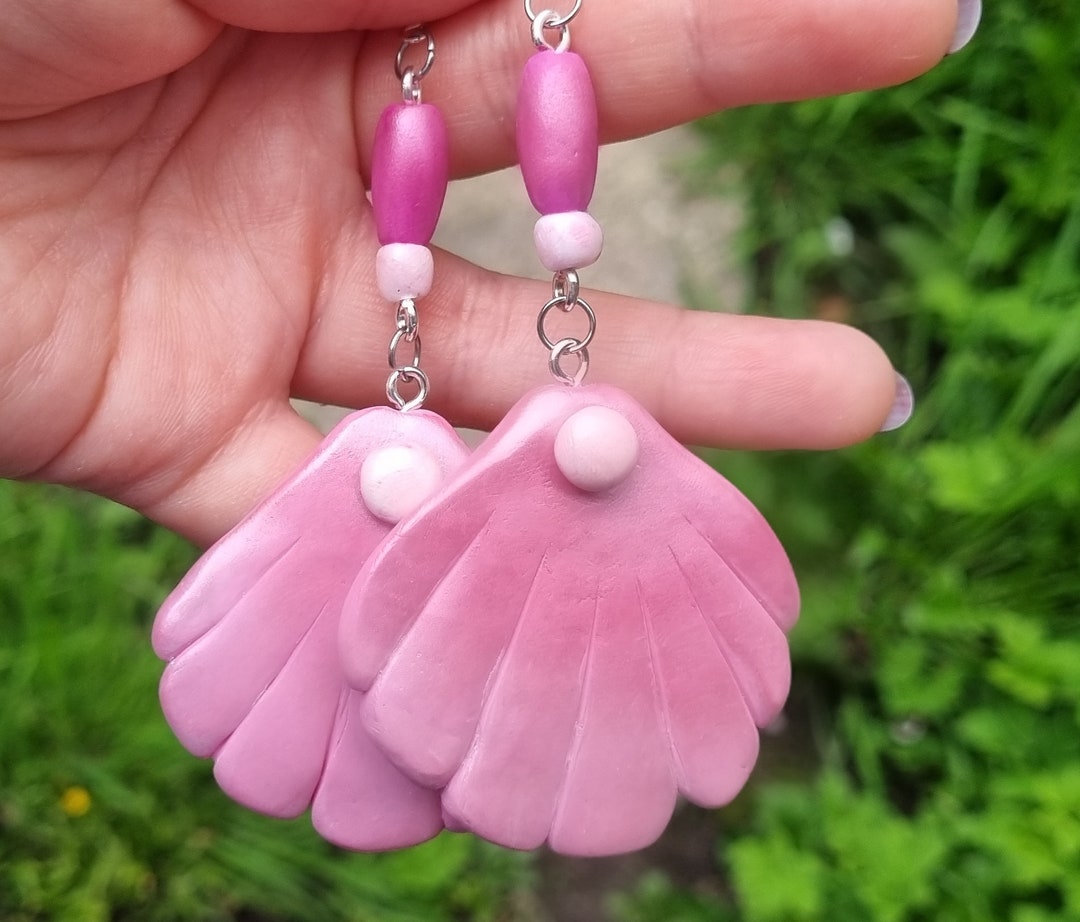 Barbie Pink Seashell Earrings - Etsy