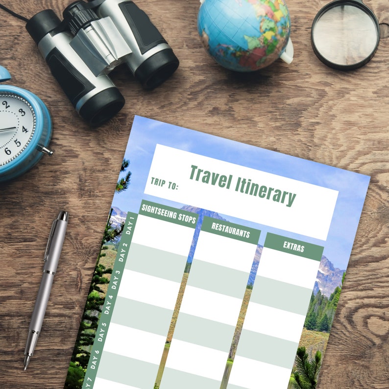 Printable Outdoor Background Travel Itinerary - Etsy