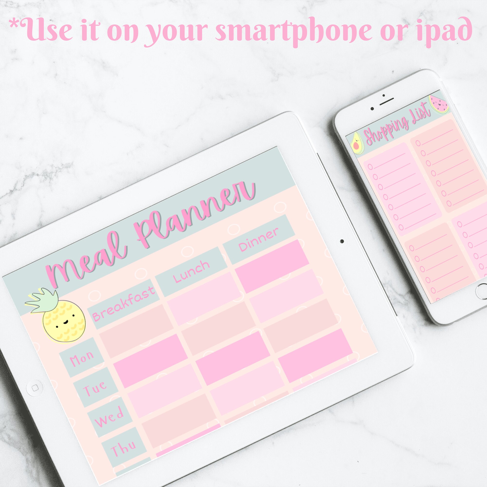 Pastel Fruits Illustrated Printable Weekly Meal Planner - Etsy