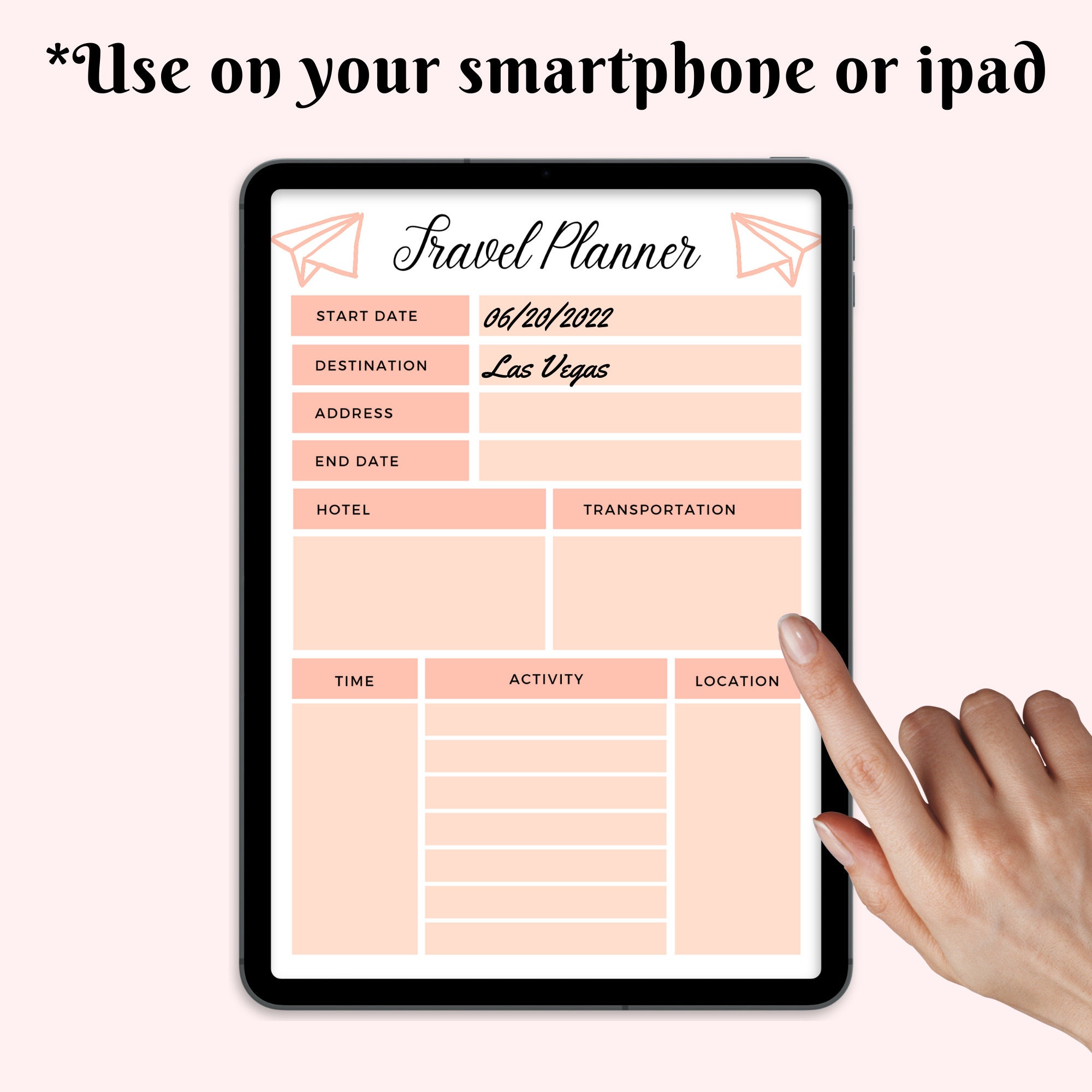 Printable Pink Travel Itinerary. Instant Download .pdf File. Plan up to ...