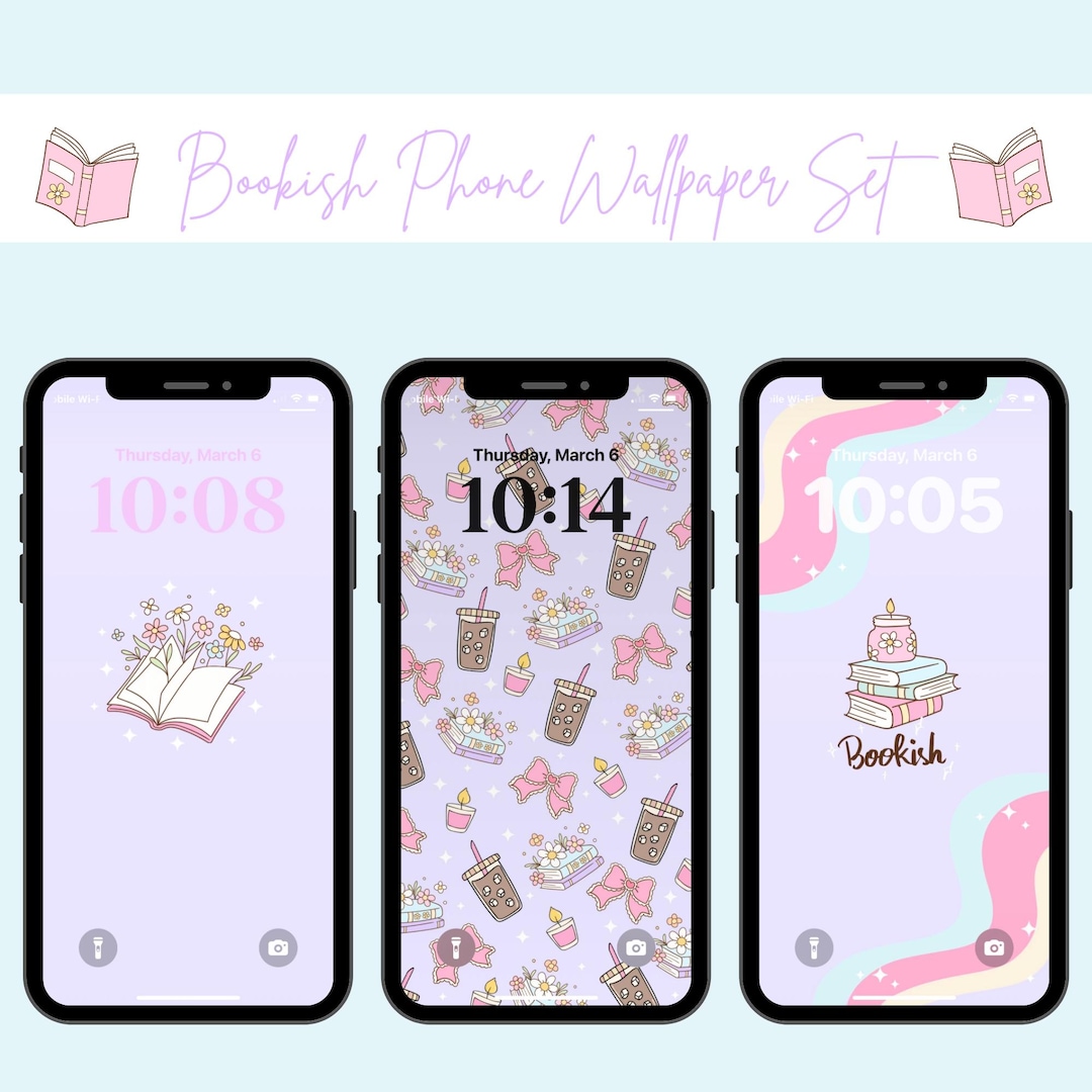 Bookish Phone Wallpaper Set - Etsy