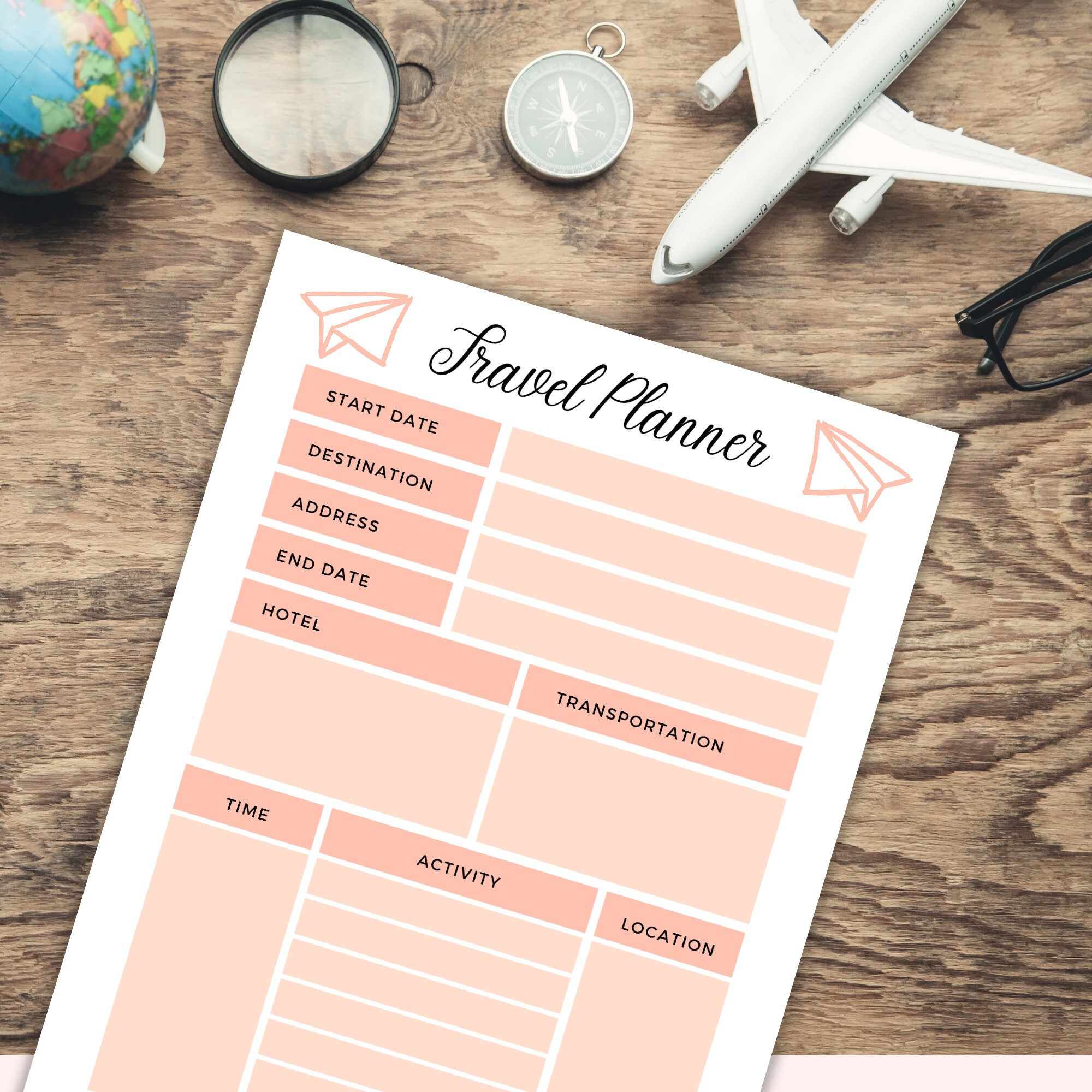 Printable Pink Travel Itinerary. Instant Download .pdf File. Plan up to ...