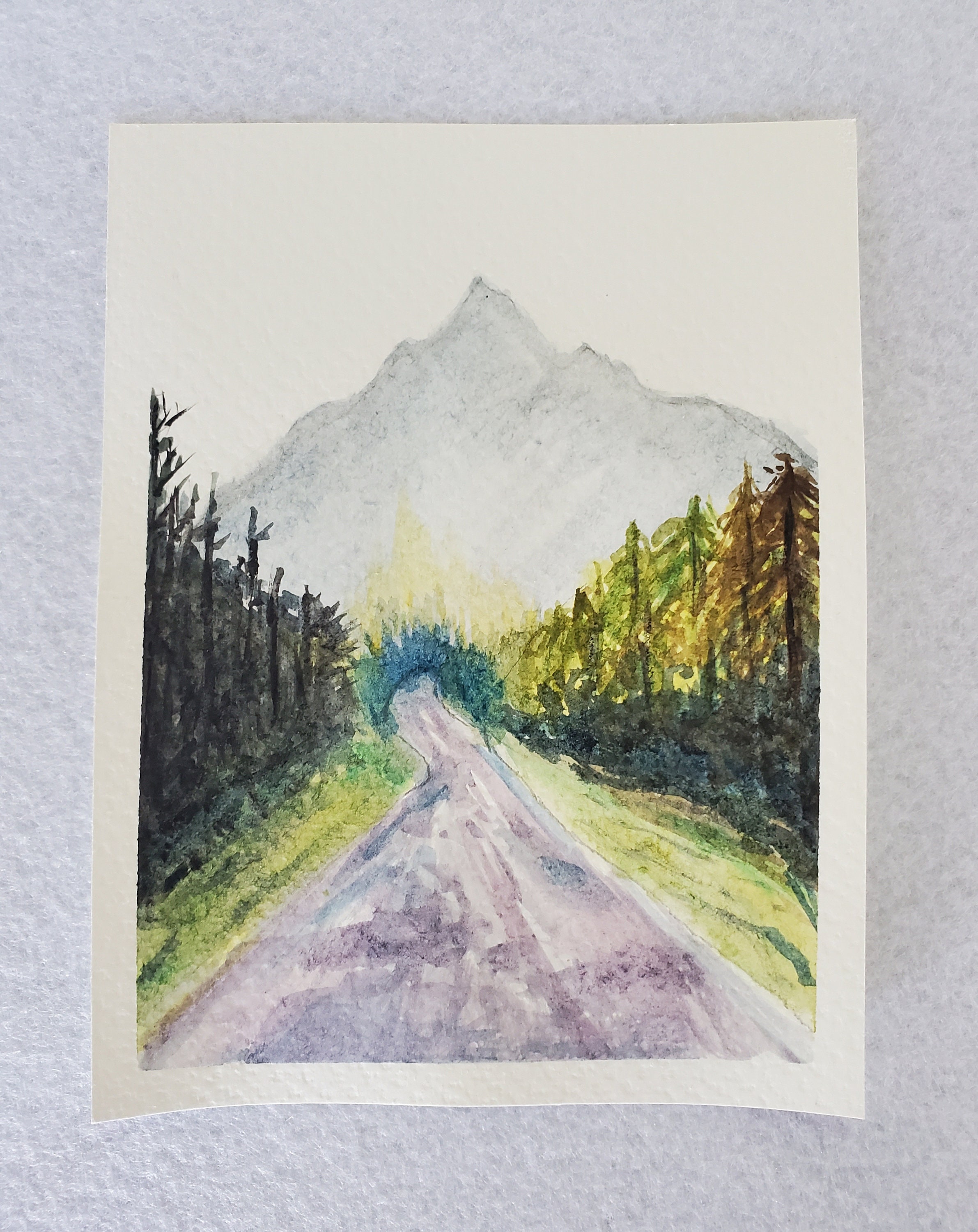 Road Through The Mountains Watercolour Painting Watercolor etna.com.pe