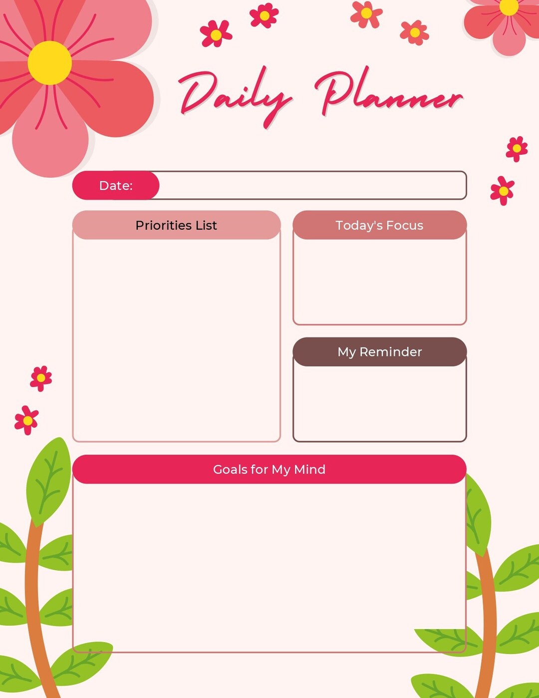 Digital Daily Planner Page - Etsy Canada