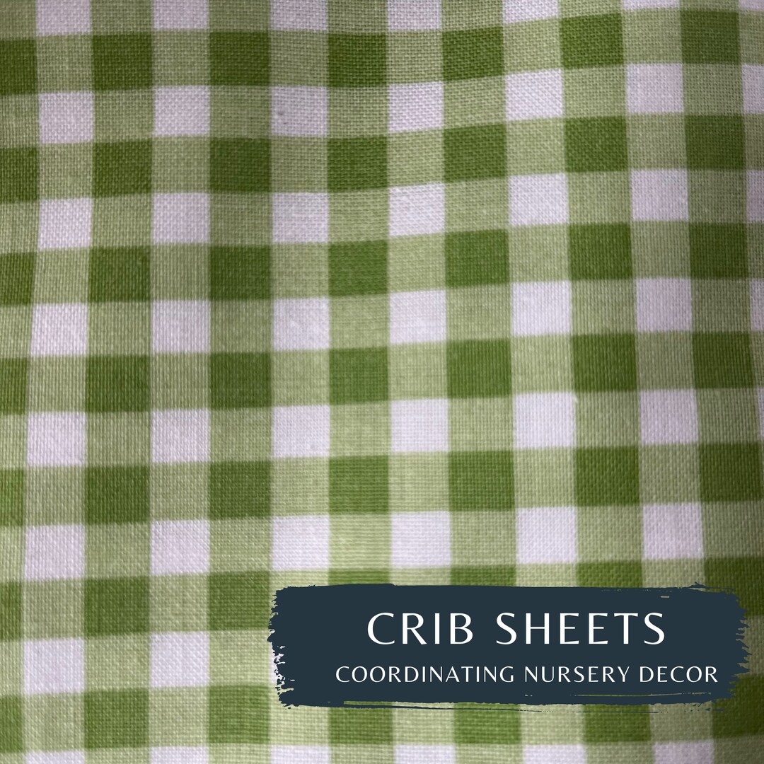 Cottage Leaf Green Check Crib Sheet Gift for Baby Shower Gift Garden ...