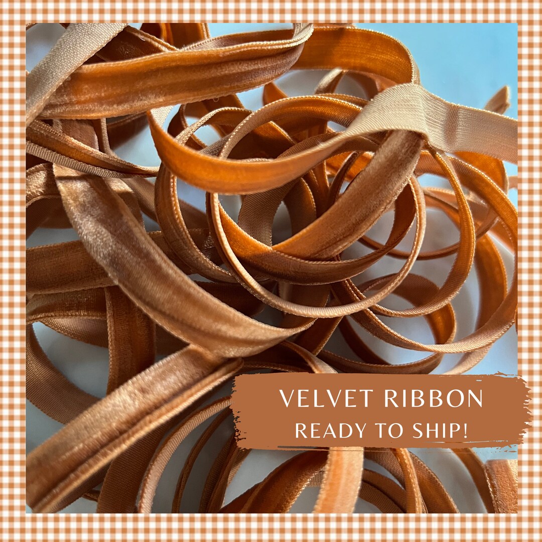 Terracotta Velvet Ribbon With Finished Edge Velvet Ribbon 3/8 by the ...