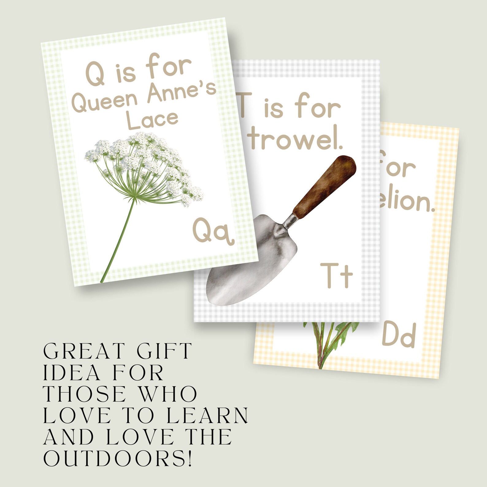 ABC Flashcard for Garden Lover Classroom Decor Alphabet Card Nature ...