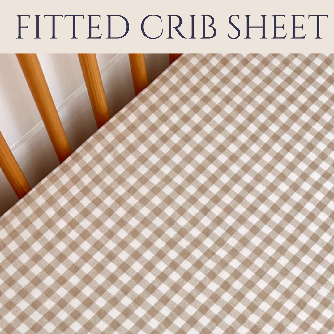 Khaki Gingham Crib Sheet Tan Check Changing Pad Cover Gender Buffalo ...