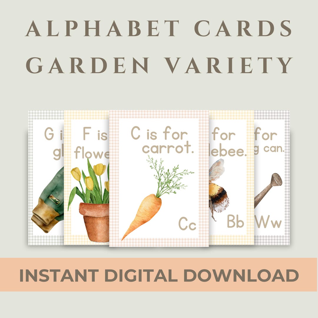 ABC Flashcard for Garden Lover Classroom Decor Alphabet Card Nature ...