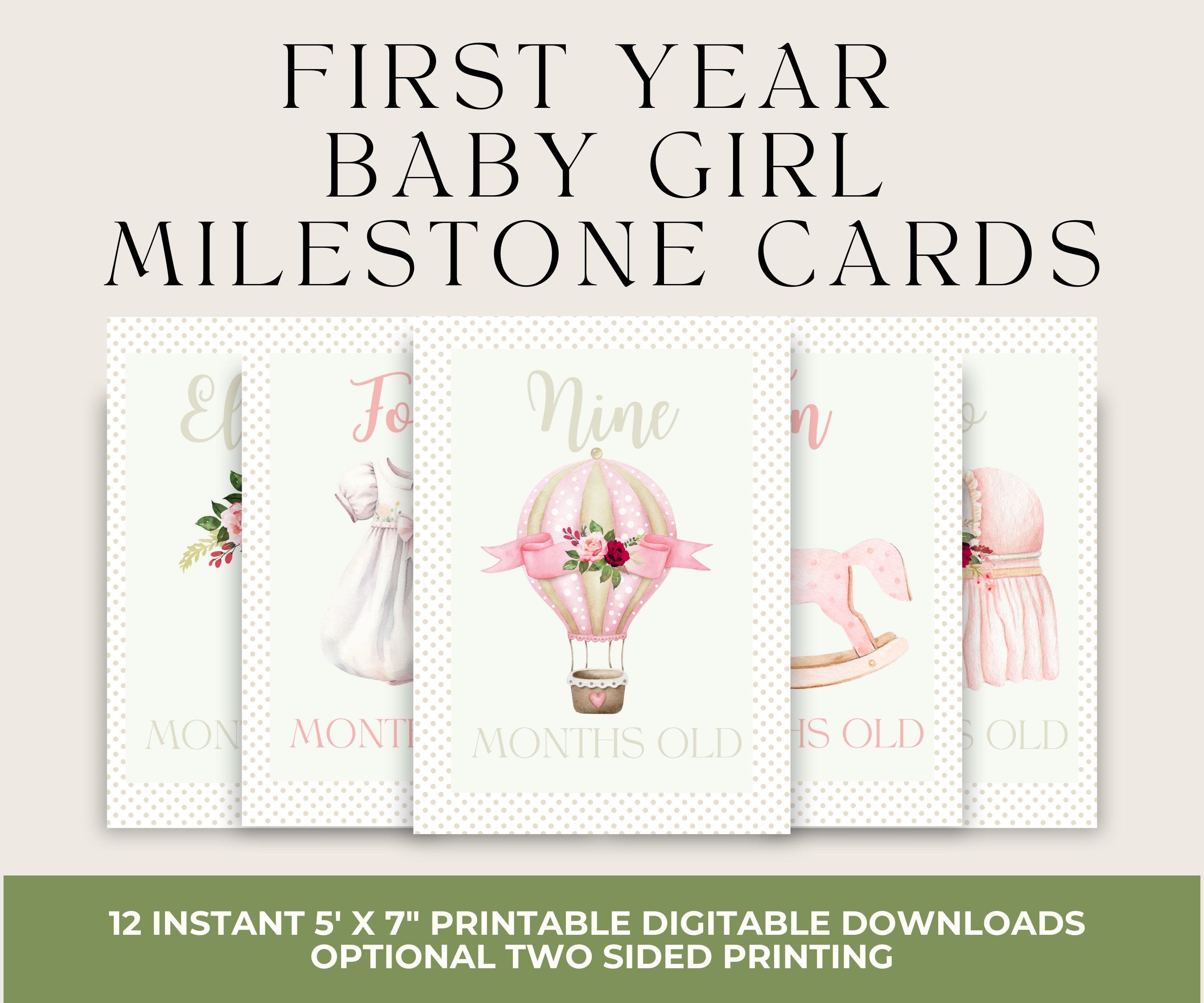 Monthly Milestone Cards for Baby Milestone Cards for Baby Girl - Etsy