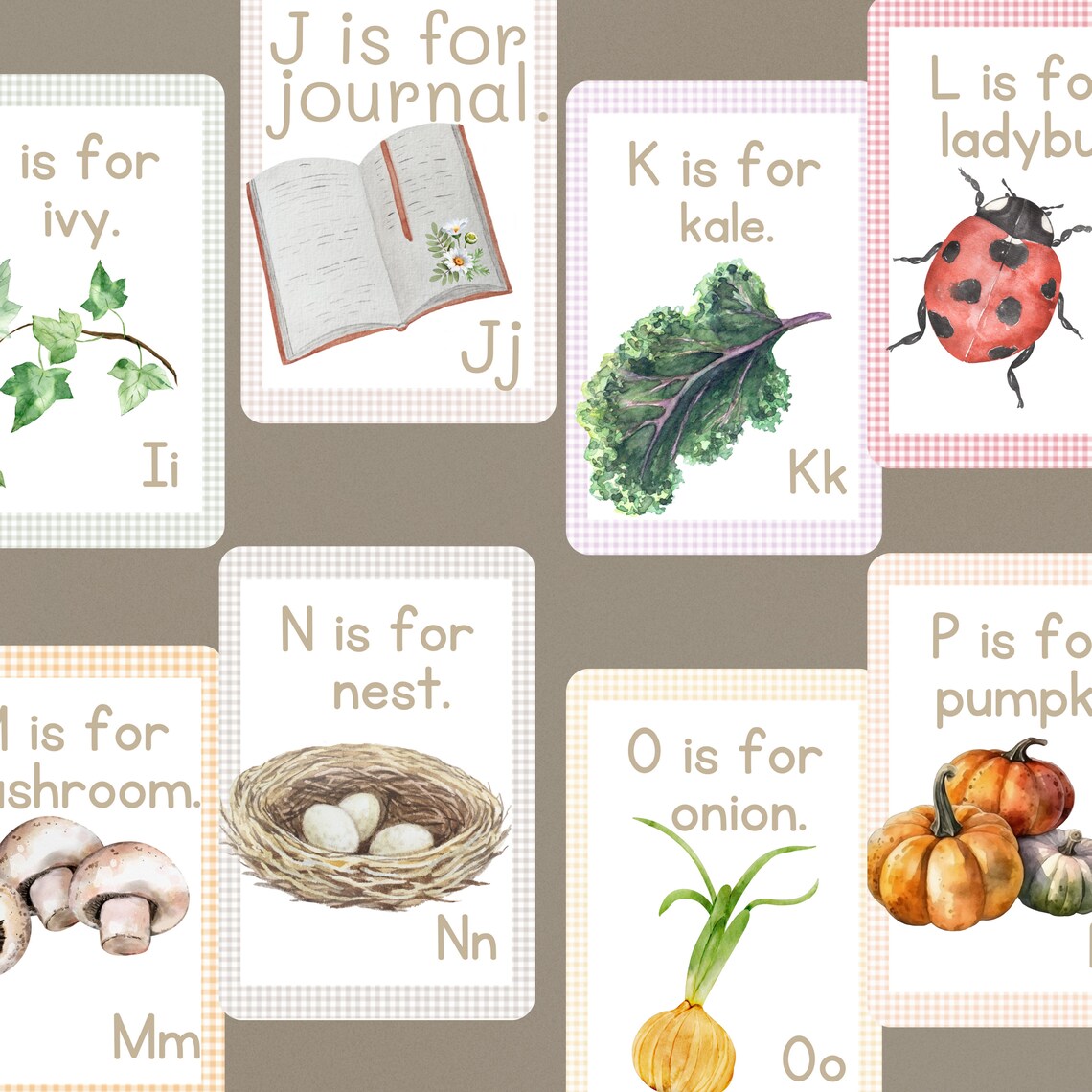 ABC Flashcard for Garden Lover Classroom Decor Alphabet Card Nature ...