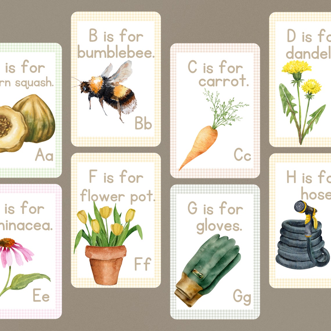 ABC Flashcard for Garden Lover Classroom Decor Alphabet Card Nature ...