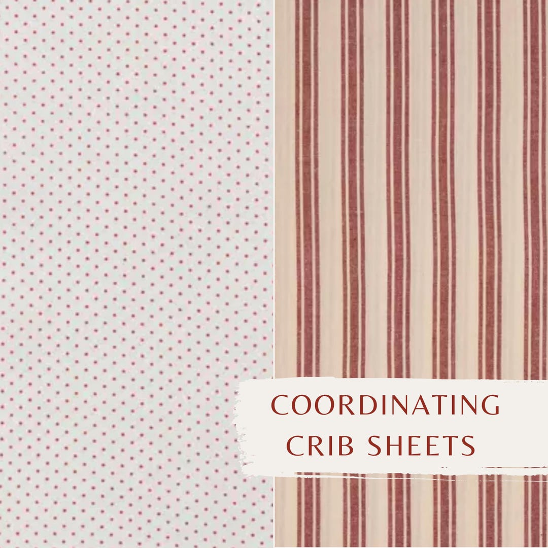 Red Cream Crib Sheet for Baby Shower Gift Red Ticking Stripe Crib Sheet ...