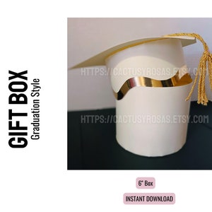 Graduation Cap Gift Box, Round 6" Box, Grad Hat SVG Box, 3D Graduation ...