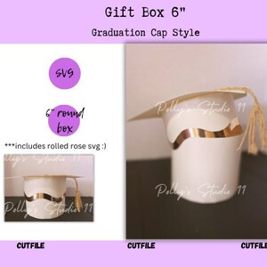 Graduation Cap Gift Box, Round 6 Box, Grad Hat SVG Box, 3D Graduation ...