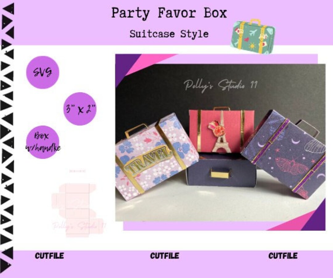 Small Gift Box With Handle Template, Briefcase Box, Luggage Gift Box ...