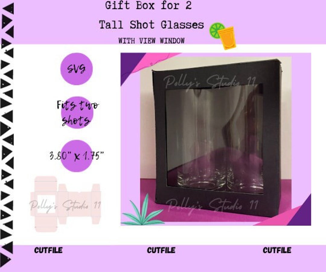 Giftbox for 2 Shot Glasses With View Window, 2oz Shot Glass Template ...