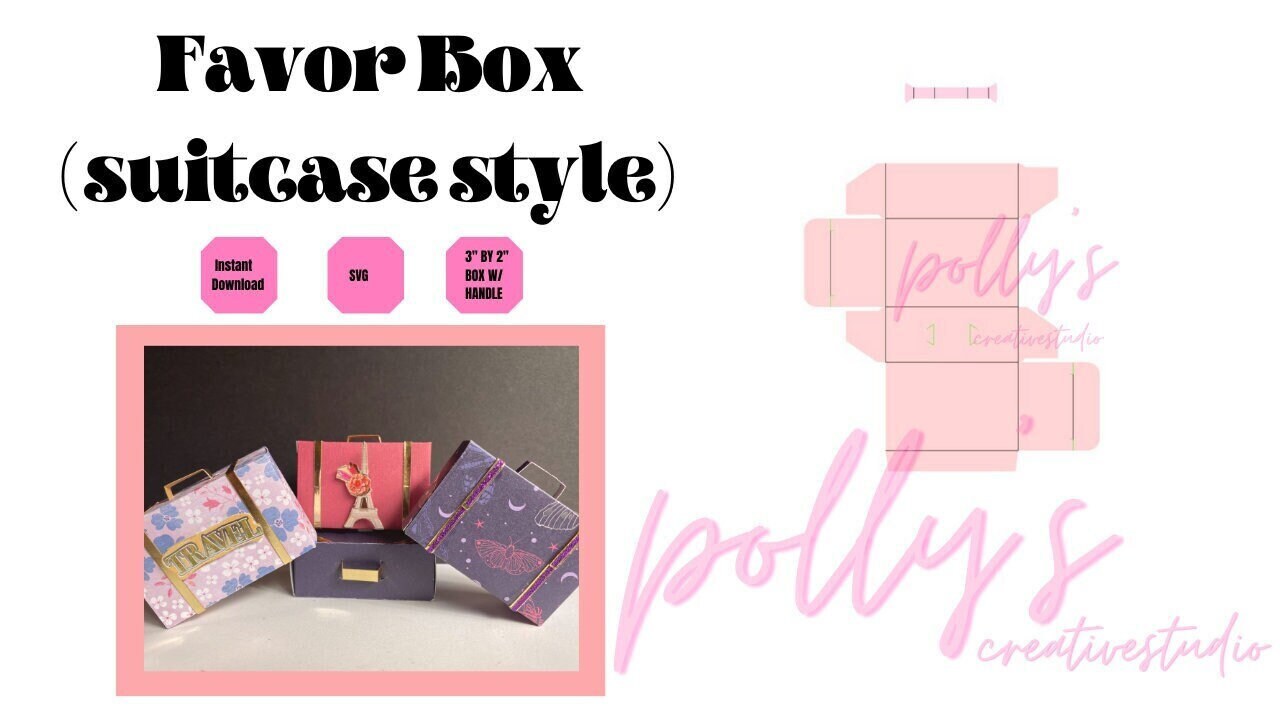 Small Gift Box With Handle Template Briefcase Box Luggage - Etsy