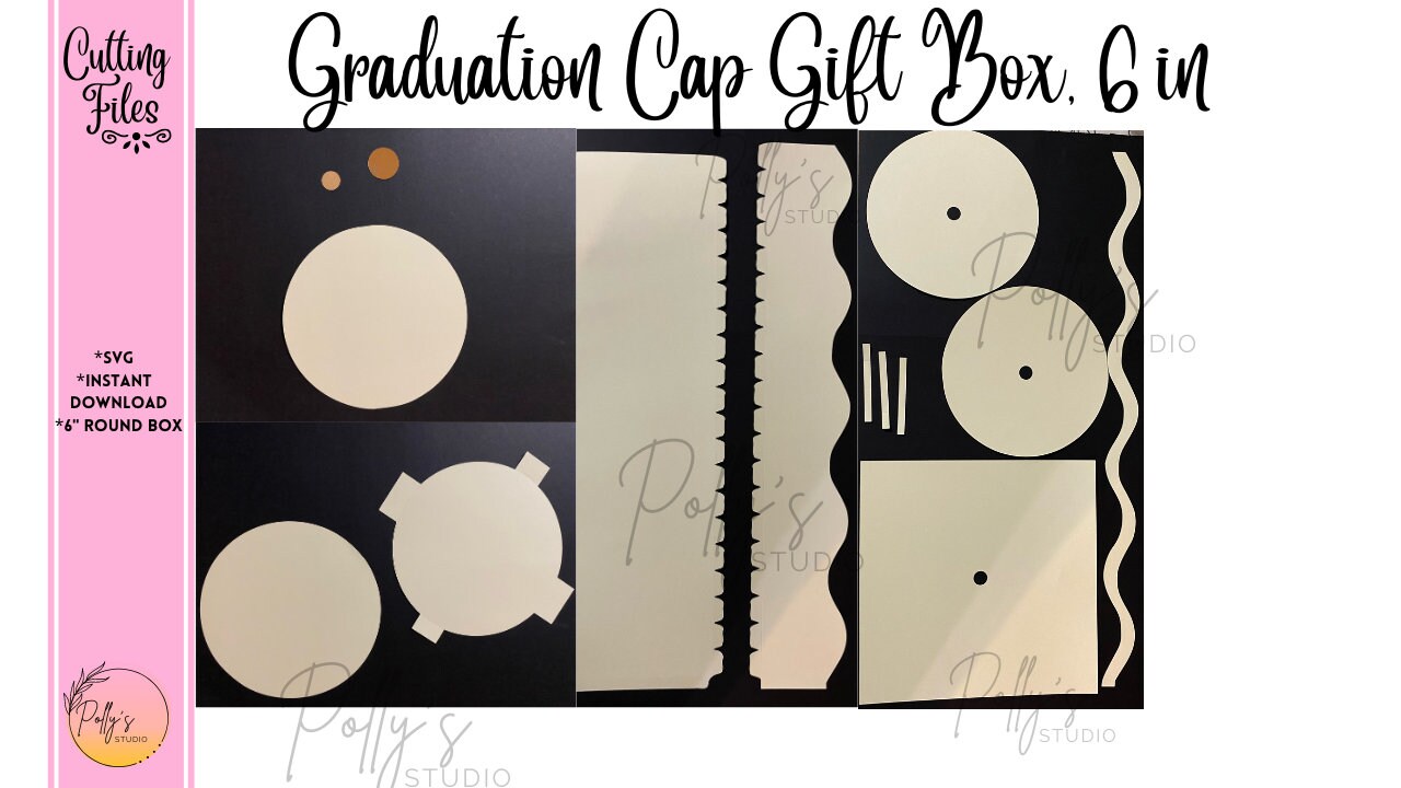 Graduation Cap Gift Box Round 6 Box Grad Hat SVG Box - Etsy