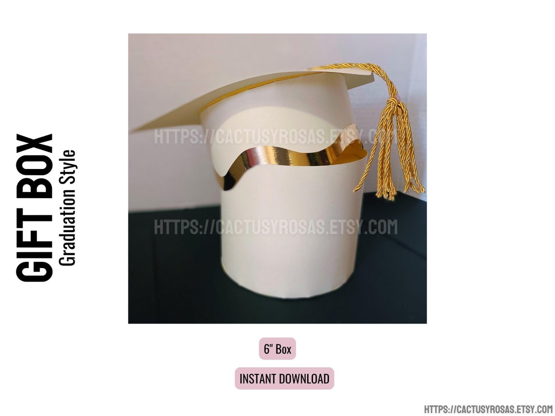 Graduation Cap Gift Box, Round 6" Box, Grad Hat SVG Box, 3D Graduation ...