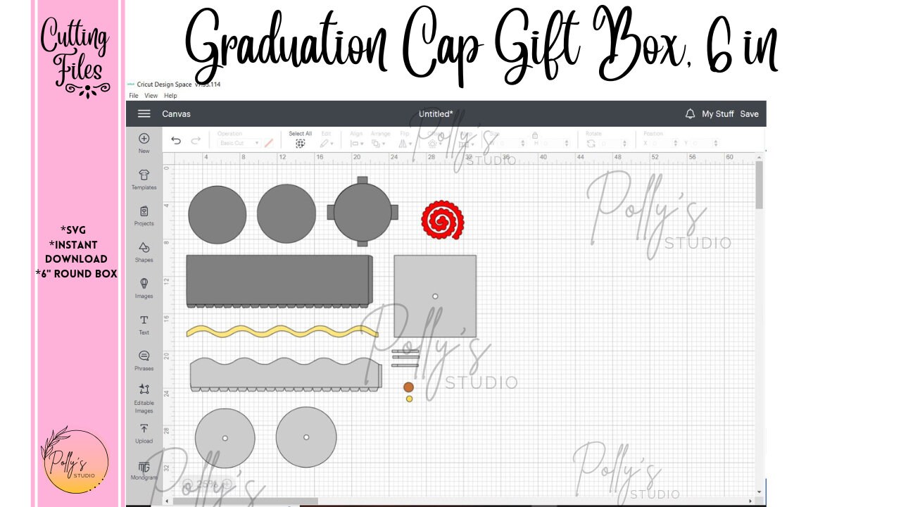 Graduation Cap Gift Box Round 6 Box Grad Hat SVG Box - Etsy