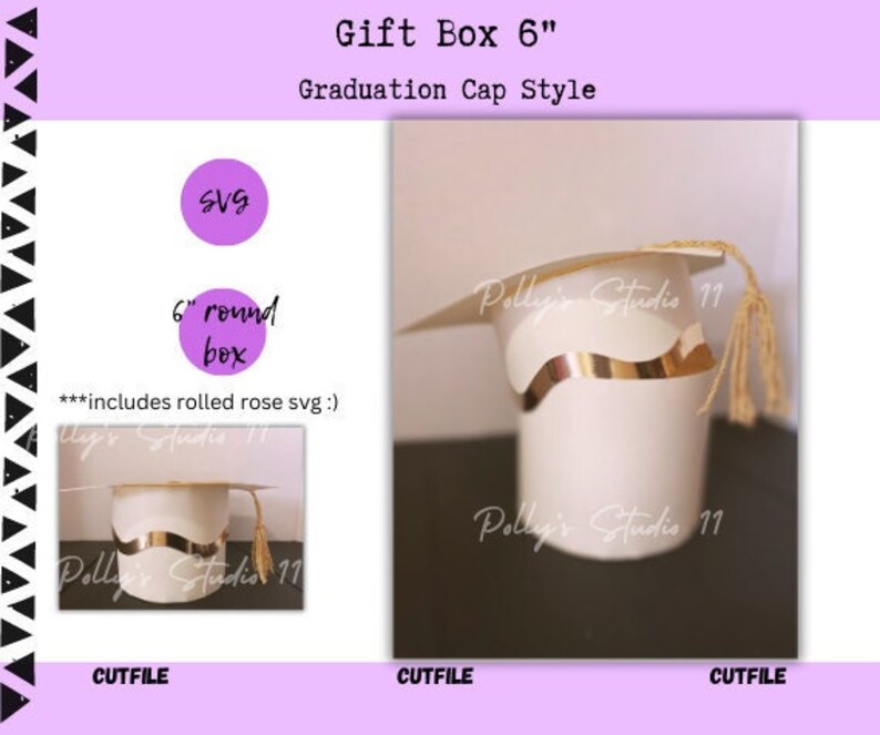 Graduation Cap Gift Box, Round 6 Box, Grad Hat SVG Box, 3D Graduation ...